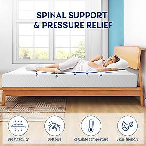 Full Mattress, 8 Inch Memory Foam Mattress Bed in a Box, Medium, Green Tea and Cooling Gel Infused CertiPUR-US Certified, Made in USA