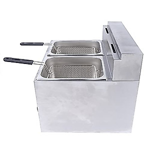 Commercial Countertop LPG Gas Fryer Deep Fryer 2-Basket Countertop Deep Gas Fryer Stainless Steel 6L*2 Deep Fryer for French Fries Restaurant Home Kitchen