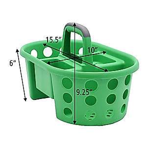 SIMPLYKLEEN Shower Caddy with Handle 2-Pack Plastic Bathroom Storage Organizer, Green Made in the USA