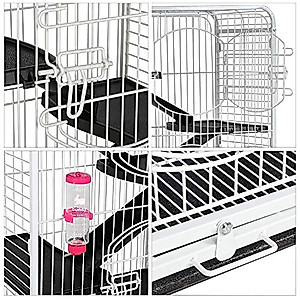 Yaheetech Large Rolling Cat Kitten Cage 6-Tier 52" Metal Kitten House for Ferret Chinchilla Rabbit Squirrels w/ 3 Front Doors/Pet Bowl/Water Bottle White