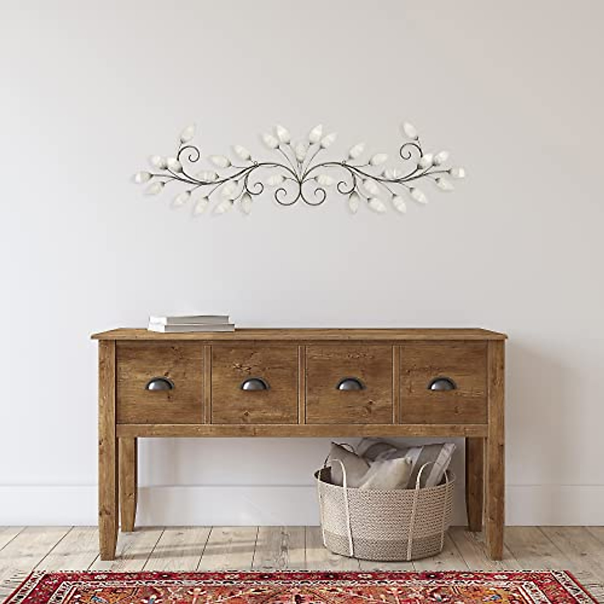 Stratton Home Decor S07736 Brushed Pearl Over The Door Wall Decor, 51.00 W x 1.00 D x 15.00 H, White