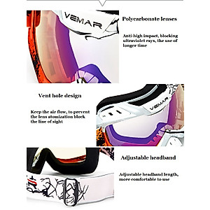 Wonzone Windproof Dustproof Motorcycle Cross Country Sunglasses Snowboard Ski Goggles Adjustable UV Protective Outdoor Glasses Anti-Fog Eyewear Combat Skiing Snow Goggles (Blue)