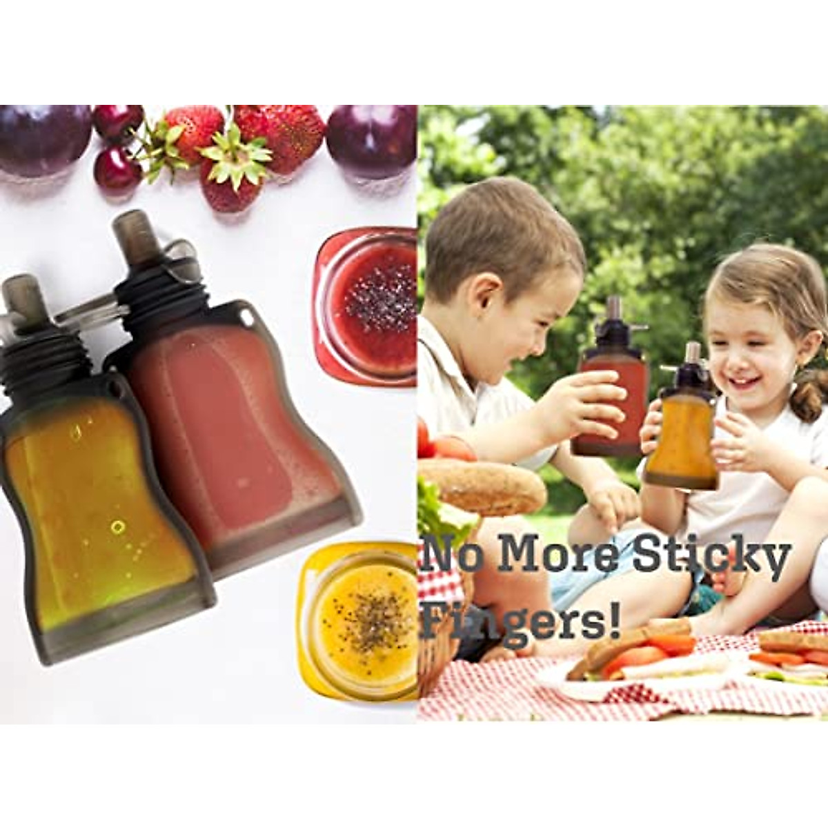 haakaa Reusable Silicone Yummy Pouch - Squeeze Refillable Baby Food Container| Self Feeding Puree,Smoothie Toddler Sippy Cup| Breastmilk Storage Bag|Freezer Safe Cereal Feeder Bottle 6M+,4.6 fl oz