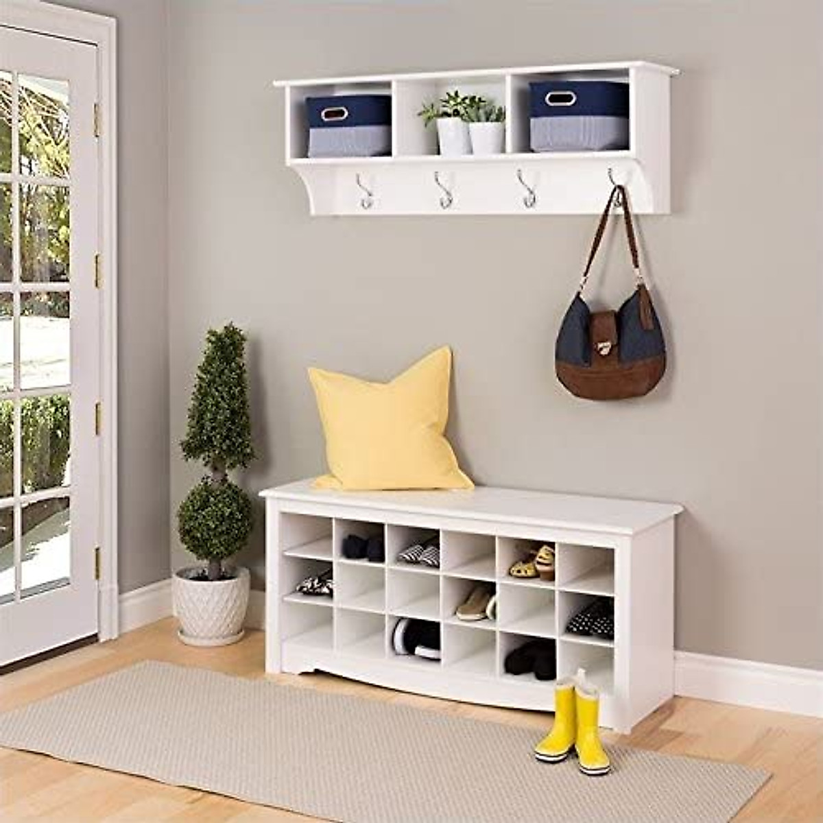 PREPAC White Shoe Storage Cubbie Bench