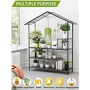 Spampur Metal Plant Stand Indoor Outdoor, Plant Shelf, 16 Potted Tall Plant Stands for Indoor Plants Multiple, Large Flower Pots Corner Plant Holder, 4 Tiered Ladder Planter Display Rack Garden Patio