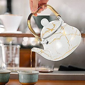 Enamel Teapot Porcelain Enameled Teakettle 1.5L Vintage Tea Kettle Teapot Water Kettle Coffee Kettle Teapot Water Boiling Kettle for Home Gas Stove