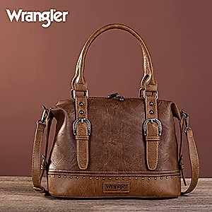 Wrangler Hobo Crossbody Bag Top Handle Small Satchel Purse Shoulder Handbag with Smooth Leather for Women,B2B-WG48-S5110BR