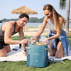 ZAKEEP Cooler Backpack, 39 Cans Large Capacity Anti-Leaking Cooler Backpack with Mesh Pocket, Adjustable Shoulder Straps for Camping Picnics (Blue)