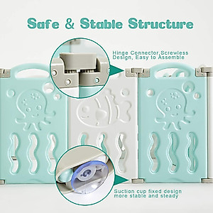 Albott 22 Panels Kids Safety Play Center Yard Baby Playpen Kids Activity Centre Indoor or Outdoor, Portable Play Yard with Gate for Babies, Infant, Toddlers Blue (20 Panels+1 Gate+ 1 Game Board)