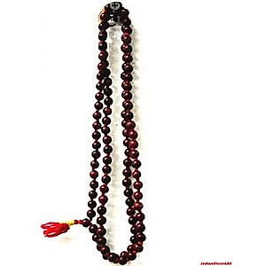 IS4A 8mm Red (Rosewood) Wood Japa Mala Beads Necklace Beads 108 + 1 Hand Knotted Meditation Prayer