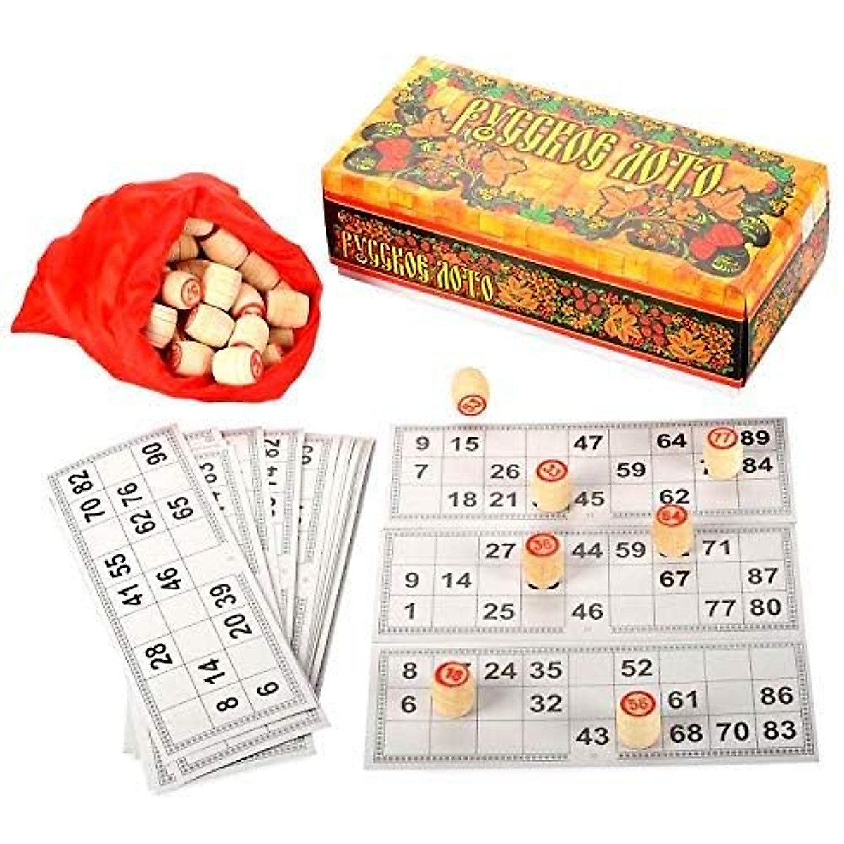DADDY AMMO Russian Lotto Game Bingo Game Set - Travel Bingo Set - Board Games for Adults - Tombola Italian Game