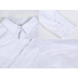 Mens Button Up Shirts Linen Beach Long Sleeve Casual Cotton Summer Lightweight Tops X-Large