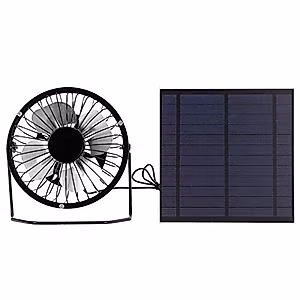 Walfront 5W Mini USB Solar Panel Powered Fan Photovoltaic Solar Panel Ventilation System Set for Outdoor Home Camping Travel Fishing Car Greenhouse, Solar Panels