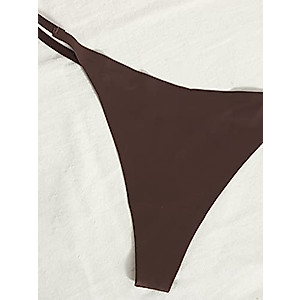 Verdusa Women's Seamless Thong 7pack No Show Underwear Panties Set Multi Nude Brown M