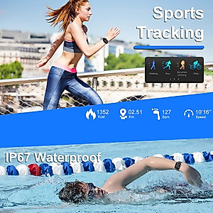 CHOKOVIE Smart Watch, Fitness Tracker with Heart Rate Monitor, Blood Oxygen Meter, Body Temperature Thermometer, Sleep Tracking, IP67 Waterproof, Step Counter Running Watch for Men Women, Black