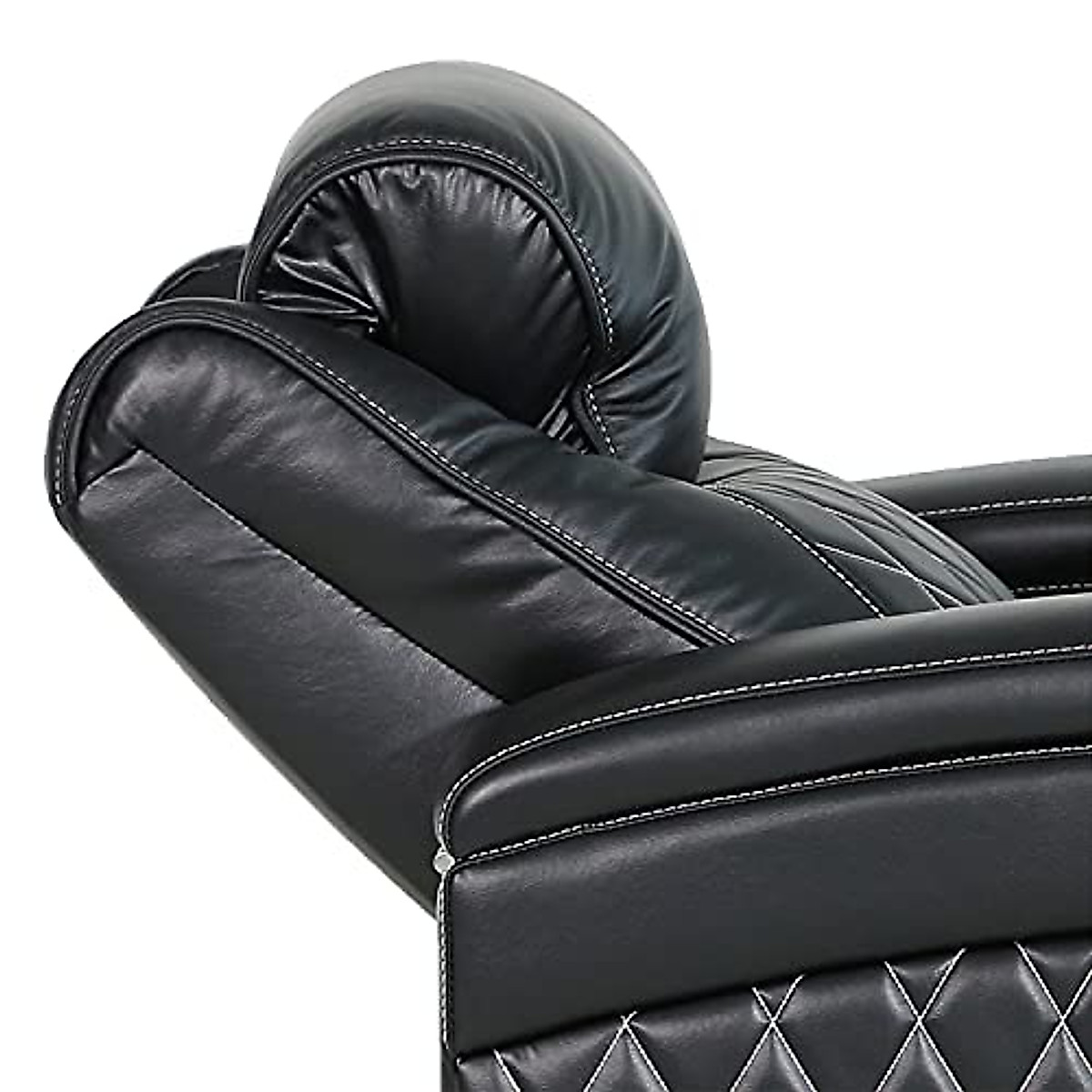 Valencia Oslo Home Theater Seating | Premium Top Grain Italian Nappa 11000 Leather, Power Headrest, Power Lumbar Support, with Center Console (Row of 3, Black)