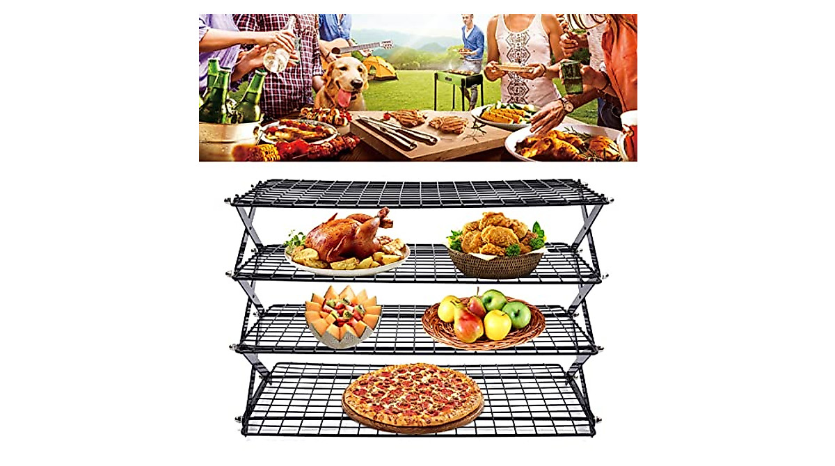 Cooling Rack, 4-Tier Upgraded Collapsible Cooling Rack Portable ...