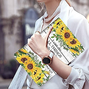 Case for iPad Pro 11 Inch 4th/3rd/2nd/1st Generation 2022/2021/2020/2018, Fit Also iPad Air 4/5 th 10.9 inch Adjustable Stand Auto Sleep/Wake, Philippians 4:13 Quotes Bible Scripture Sunflowers