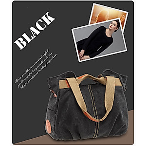 Chikencall® Women Bags Casual Vintage Hobo Canvas Mulit-Pocket Daily Purse Top Handle Shoulder Tote Shopper Christmas Handbags Black