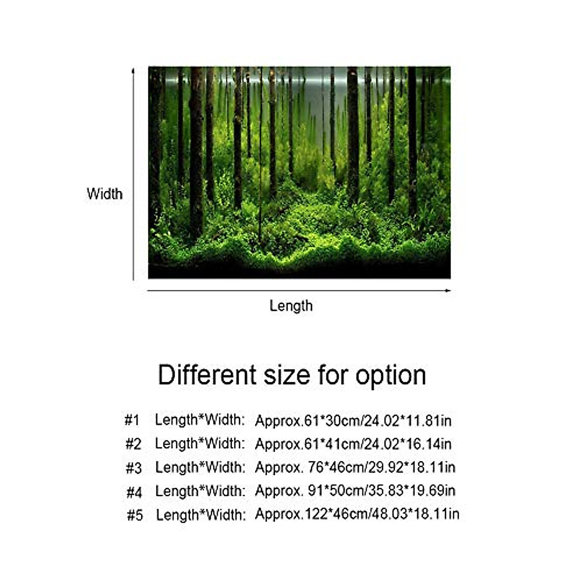 Semme Fish Tank Poster, Aquarium Background Paper PVC Adhesive Underwater Forest Tank Background Poster Backdrop Decoration Paper (122 * 46cm)