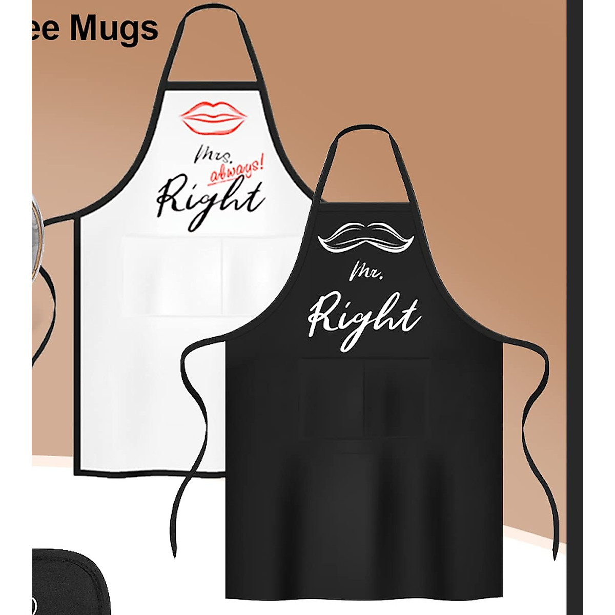 rnairni Mr and Mrs Aprons, Perfect Christmas Gifts for Couples Who Have Everything,Nice Engagement Gift,Wedding Gifts and Bridal Shower Gifts,Mr and Mrs Gifts Include Aprons,Gloves,Mats,Mug,A Card