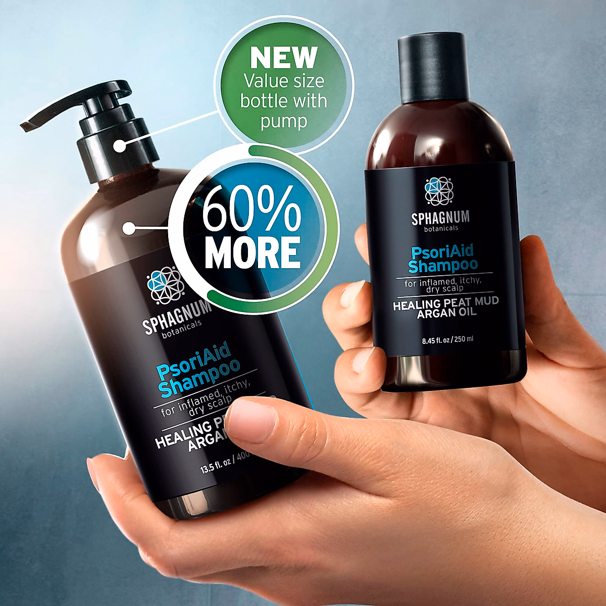 Sphagnum Botanicals Psoriasis Shampoo - Peat Mud & Fulvic Acid Therapy for Itchy and Red Scalp Treatment. No Coal Tar. 8.45 Oz