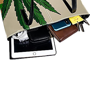 TBOUOBT Handbags for Women Fashion Tote Bags Shoulder Bag Satchel Bags, Leaves and Flag