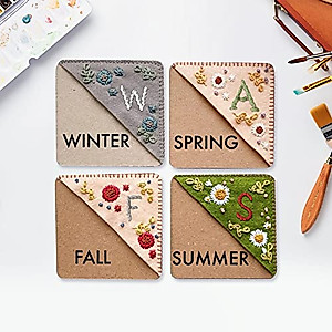 Lifemaison Personalized Hand Embroidered Corner Bookmark,Felt Triangle Page Stitched Corner Handmade Bookmark,Unique Cute Flower Letter Embroidery Bookmarks Accessories for Book Lovers