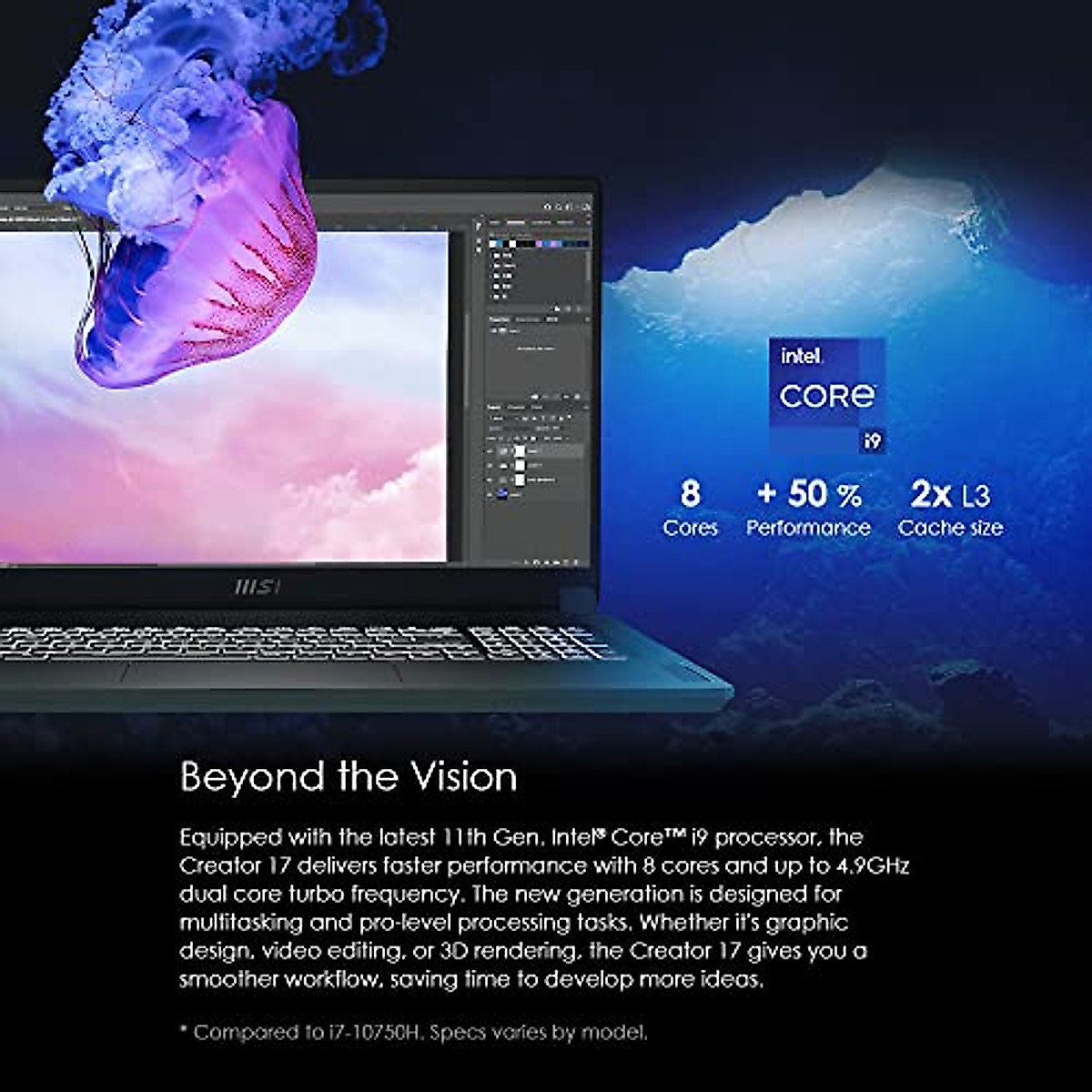MSI Creator 17 Professional Laptop: 17.3" UHD 120Hz 100% Adobe RGB Display, Intel Core i7-11800H, NVIDIA GeForce RTX 3070, 16GB RAM, 1TB NVME SSD, Thunderbolt 4, Win10 PRO, Core Black (B11UG-494)