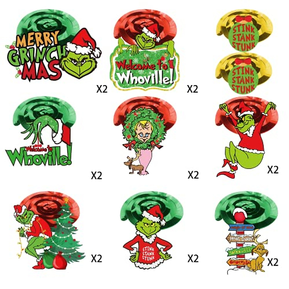 36 Pcs Whoville Christmas Decorations Hanging Swirls,NO-DIY Whoville Decorations Green Monster Christmas Decorations, Welcome to Whoville Hanging Decorations for Green Monster Party Decorations