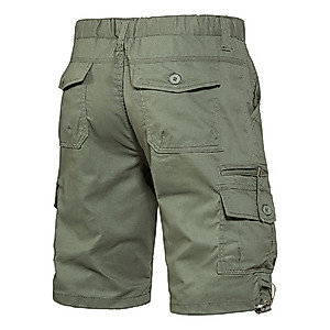 Stretch Shorts for Men Shorts for Men Casual Summer Elastic Waist Cargo Shorts with Pockets Classic Fit Camouflage 5 Inch Inseam Shorts Mens Linen Shorts 7 Inch Inseam Stretch Army Green L