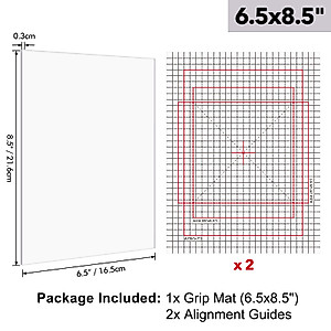 Briartw 6.5x8.5 Grip Mat with Printed Guides,Multi-Use Non-Slip Sticky Mats Fit in original-size Stamp Positioning Tool,Photopolymer Mat for Centering & Aligning Tape-free Stenciling Ink Blending