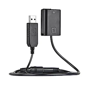NP-FW50 Dummy Battery with DC Power Bank USB Adapter Cable Replacement for AC-PW20 Compatible with Sony NEX-3/5/6/7 Series A33 A37 A35 A55 a7 a7R a7II A6000 A6300