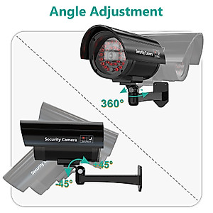 WALI Bullet Dummy Fake Surveillance Security CCTV Dome Camera Indoor Outdoor with 30 Illuminating LED Light and Security Alert Sticker Decals (B30-4), 4 Packs, Black