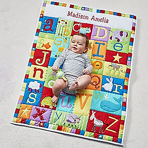 Let's Make Memories Personalized Baby Textured Alphabet Quilt - Pastel Color Design - New Baby