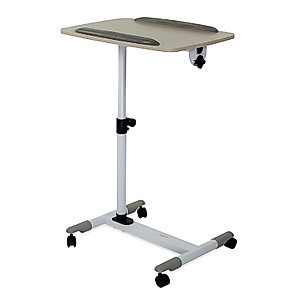 Mount-It! Rolling Desk Adjustable Height, Portable Standing Desk, Mobile Laptop Cart, Small Heavy-Duty with Wheels, Height Adjustable Tilting Bedside Sofa Couch Recliner Tray, Music Stand (MI-7946)