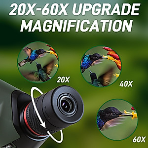 Gosky Spotting Scope, 20-60x60 Spotting Scopes for Target Shooting & Hunting & Bird Watching, BAK4 High Definition, Angled Spotter Scope with Tripod, Phone Adapter, Carrying Bag