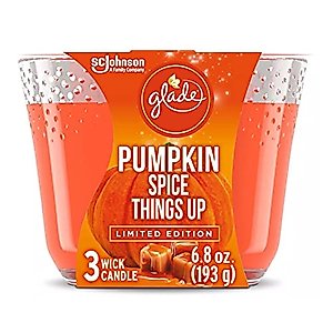 S C JOHNSON Glade Jar Candles, Fragrance Candles Infused with Essential Oils, Air Freshener Candles, 6.8 Oz; Multiple Scents Available! (Pumpkins Spice Things Up, 3 Wick)