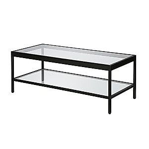 Henn&Hart 45" Wide Rectangular Rectangular Coffee Table in Blackened Bronze, Modern Rectangular Coffee Tables for living room, studio apartment essentials