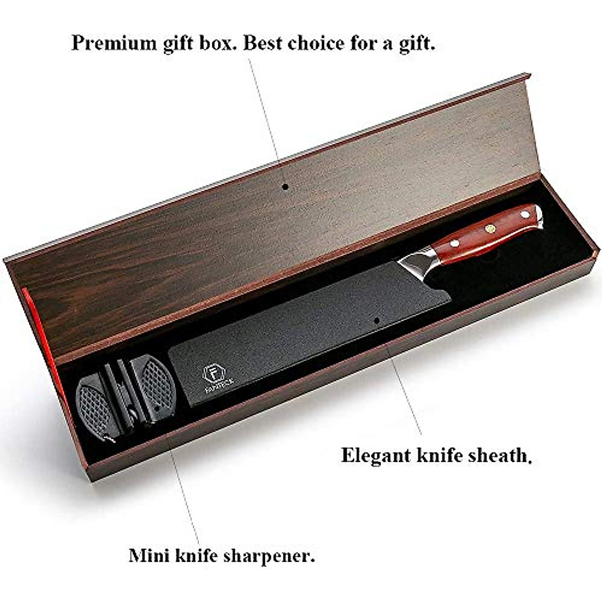 FANTECK Chef Knife 8 Inch Professional Damascus Chef Knife High Carbon 67 Layers VG-10 Damascus Knife Stainless Steel Ultra Sharp Blade Kitchen Meat Cutting Knife [Gift Box]-Ergonomic Rose Wood Handle