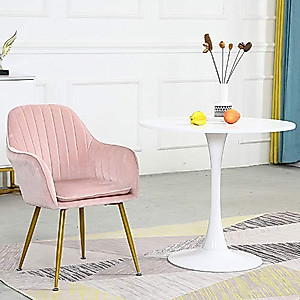 WENYU Round White Dining Table - Modern Dining Table Pedestal Dining Table for Small Space End Table Leisure Coffee Table Office Kitchen Table Dining Room Table, 31.5 Diameter