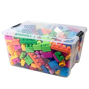 Greenmade 675374 InstaView Large 45 Quart Clear Plastic Storage Containers with Latching Lid for Household Organization and Management, 4 Pack