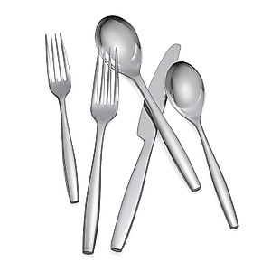 nambe Aidan 5-Piece Stainless Steel Flatware Set | 18/10 Mirror Stainless Steel Silverware Cutlery Set | Designed for Home Kitchens, Hotel, or Restaurant Use | Service for 1 | Dishwasher Safe