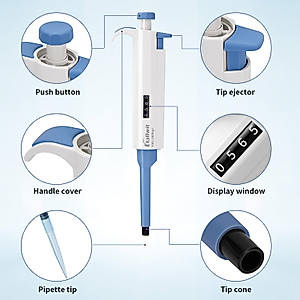 Etallwit Single Channel Pipette with Adjustable Variable Volume, High Accurate Manual Micropipette for Lab, 1000-5000ul