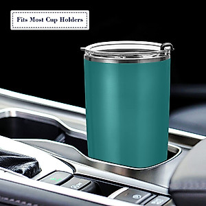 WELLDAY Plain Dark Teal Green Solid Color Stainless Steel Tumbler Cup with Straw & Lid Double Wall Vacuum Insulated Travel Mug Hot Cold Water Bottle Coffee Drinks Cup 20oz