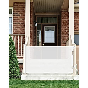 Cumbor Baby Gate Retractable Gates for Stairs, Mesh Dog Gate for The House, Wide Pet Gate 33" Tall, Extends to 55" Wide, Long Child Safety Gates for Doorways, Hallways, Cat Gate Indoor/Outdoor(White)