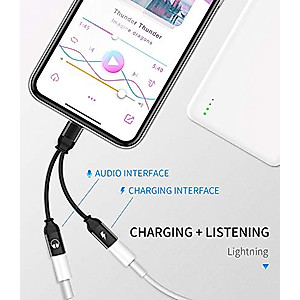 Headphone Adapter Splitter for Lightning to Audio Jack and Charger Extender Earphone Charging for iPhone 11 12Mini pro max xs xr x se2 7 8plus for ipad air Cable Converter for Apple MFI Certified