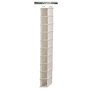 Household Essentials 311322 Hanging Shoe Storage Organizer for Closets |10 Pocket Shelves | Natural Canvas