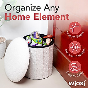 White Mushroom Boucle Stool Small Ottoman - 13 Inch Heighted Dual Functionality with Hidden Storage - Foldable Cute Mushroom Stool - Perfect for Interior Designing - Ideal Decor Piece for Room