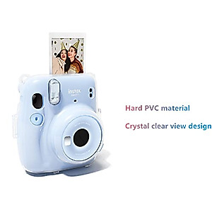 Leonuliy Mini 11 Protective Case, Film Storing Box, Removable Shoulder Strap for Fujifilm Instax Mini 11 Instant Camera, Hard PVC, Clear.